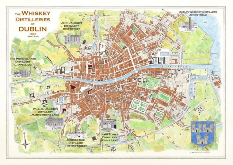 Whiskey Distilleries Of Ireland Map - Mark P Ryan Artist