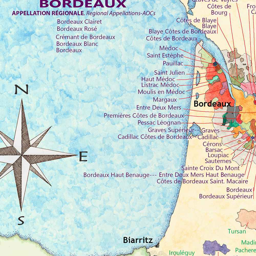 Wine Map Of France - Mark P Ryan Artist