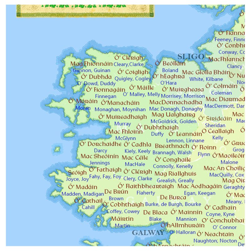 Family names of Ireland Map, a giude to Irish Clans and Surnames - Mark ...